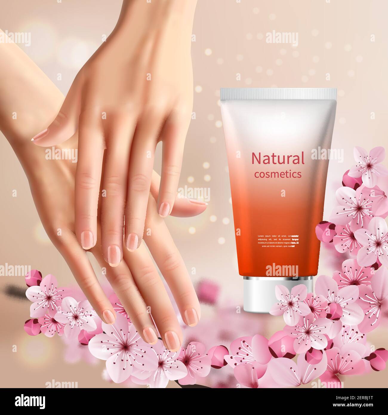 Sakura promotion flyer with women s hands and tube of hand cream with ...