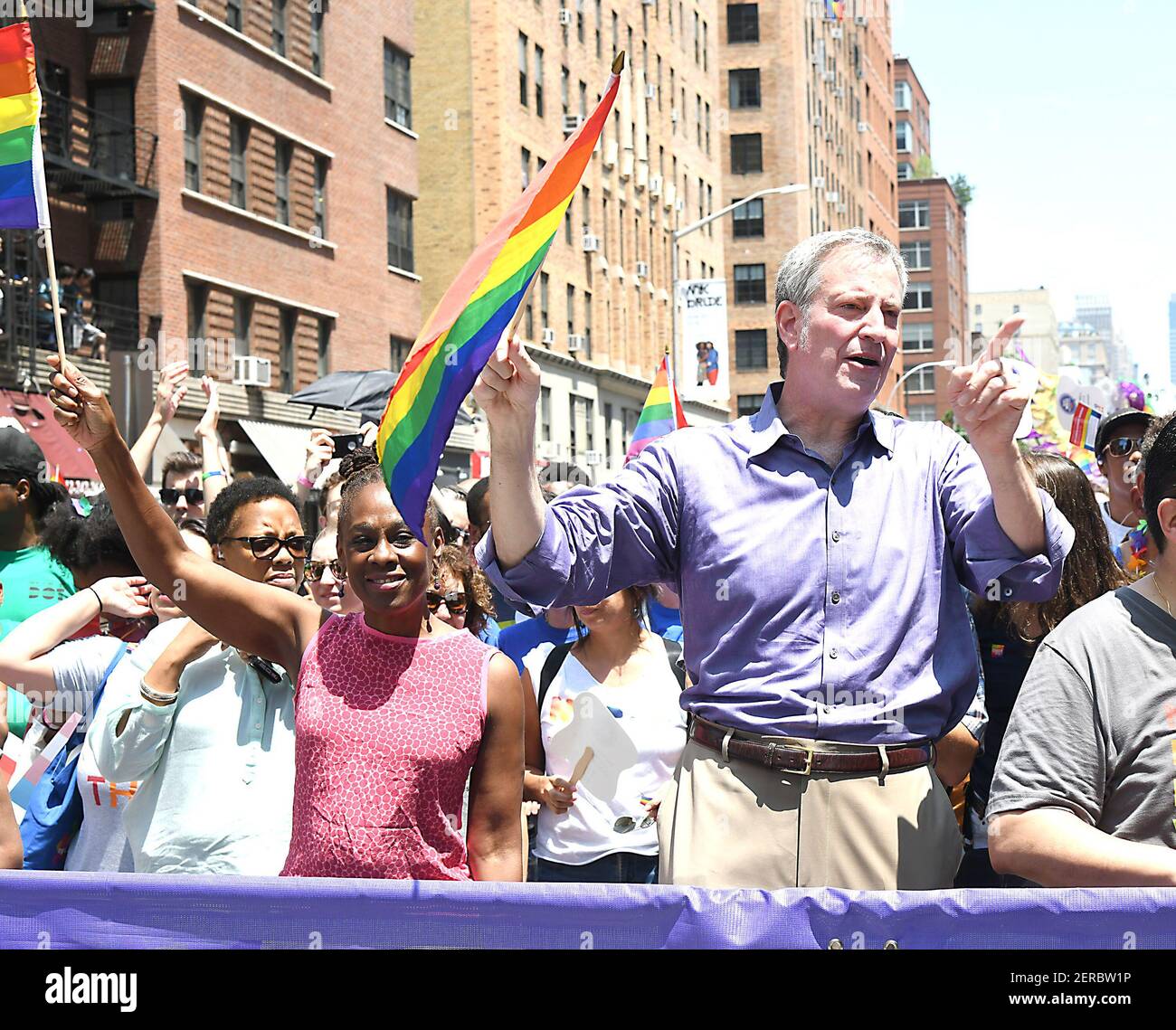 Mayor Bill de Blasio and wife Chirlane McCray attend the NYC LGBTQIA+ ...
