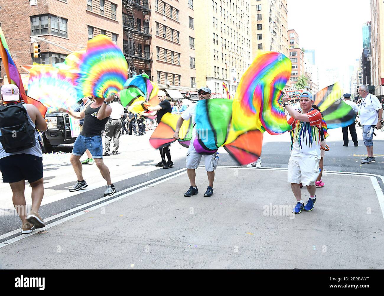 attend Marchers the NYC LGBTQIA+ Pride March on June 24, 2018 in New ...