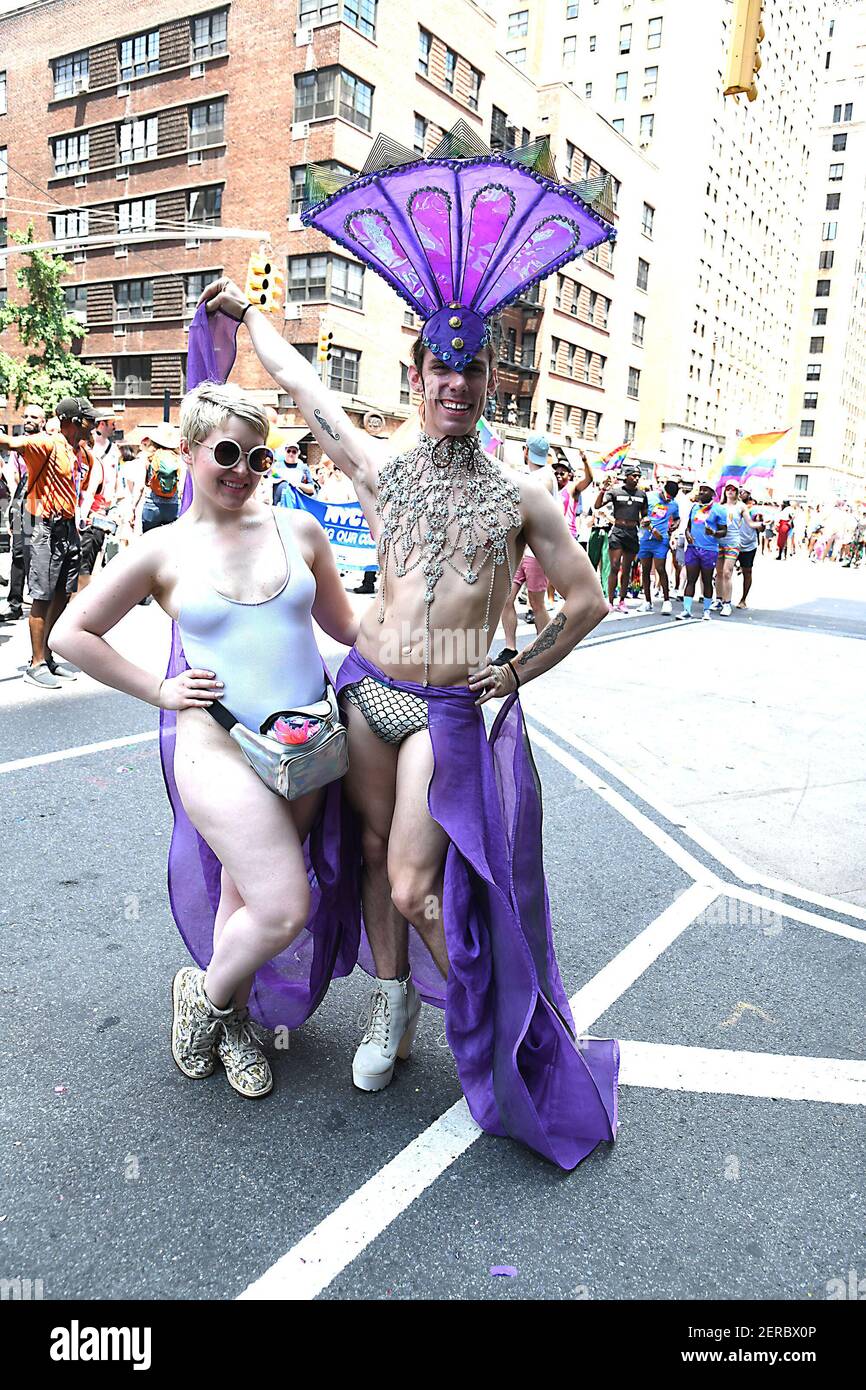 attend Marchers the NYC LGBTQIA+ Pride March on June 24, 2018 in New ...