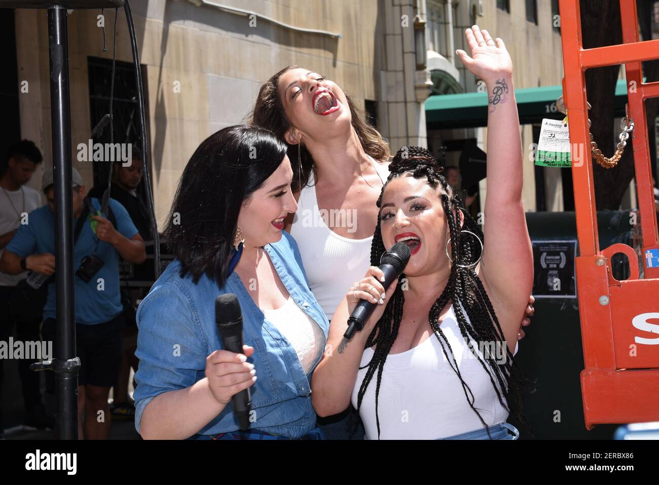 Menage a Trois singing the national anthem attends The 49th Annual NYC ...