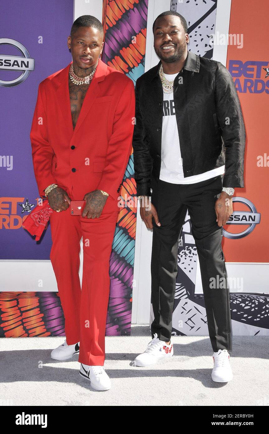 YG and Meek Mill at the 2018 BET Awards held at the Microsoft Theater ...