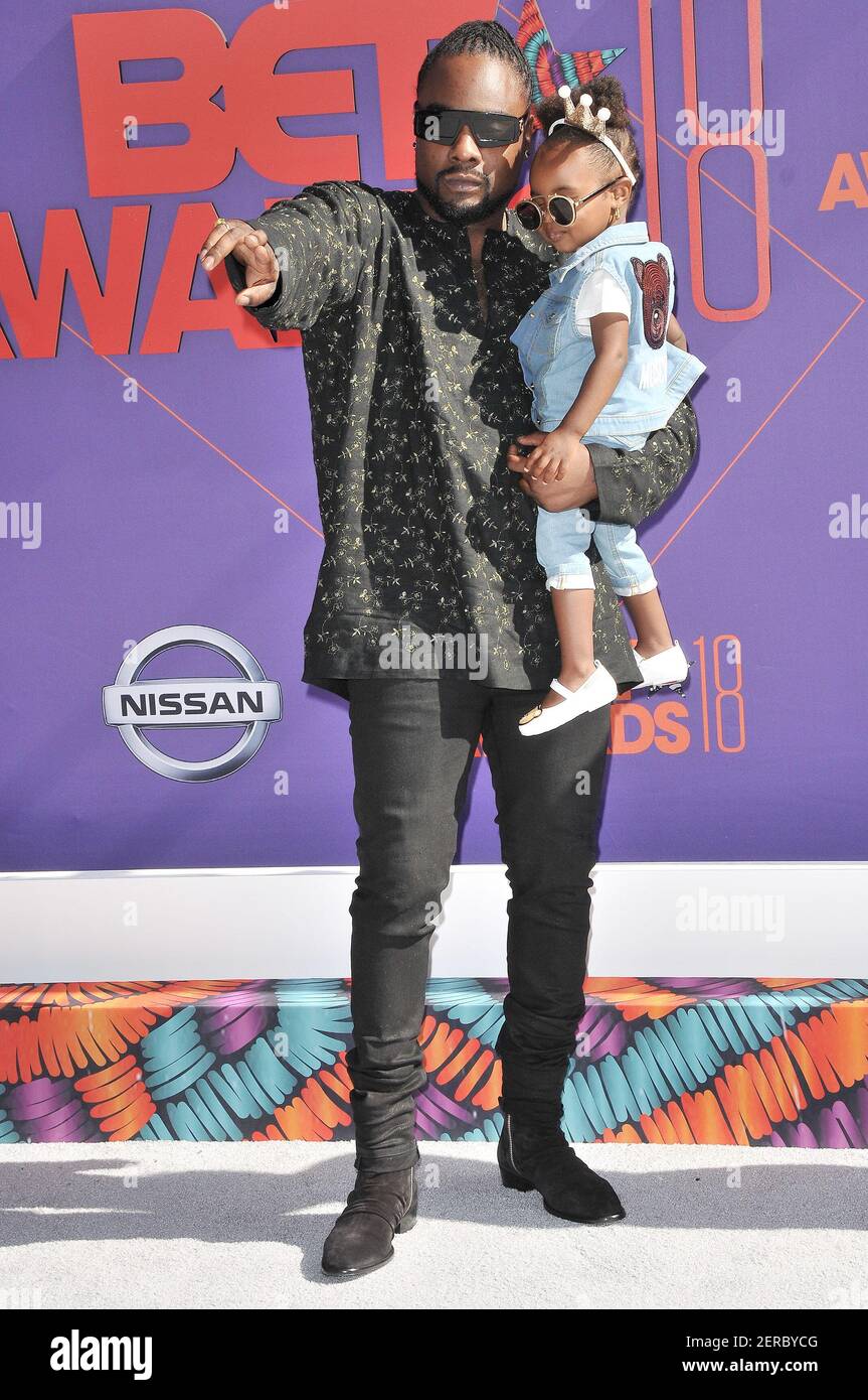 (L-R) Wale and Daughter Zyla Moon Oluwakemi at the 2018 BET Awards held ...