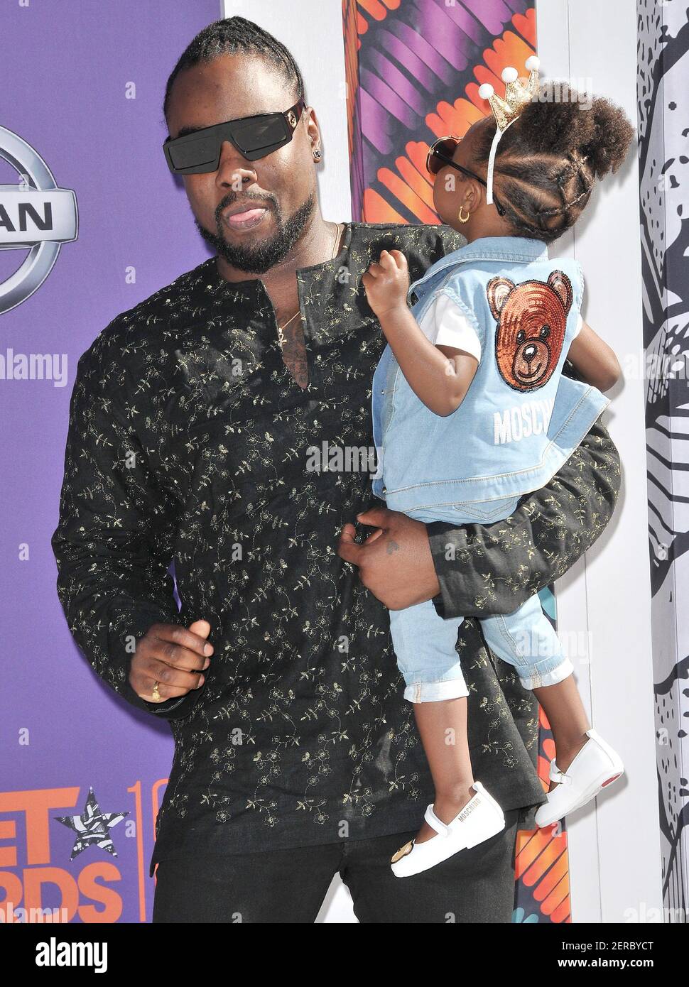 (L-R) Wale and Daughter Zyla Moon Oluwakemi at the 2018 BET Awards held ...