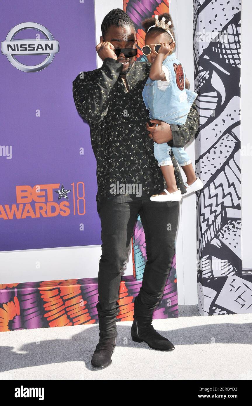 (L-R) Wale and Daughter Zyla Moon Oluwakemi at the 2018 BET Awards held ...