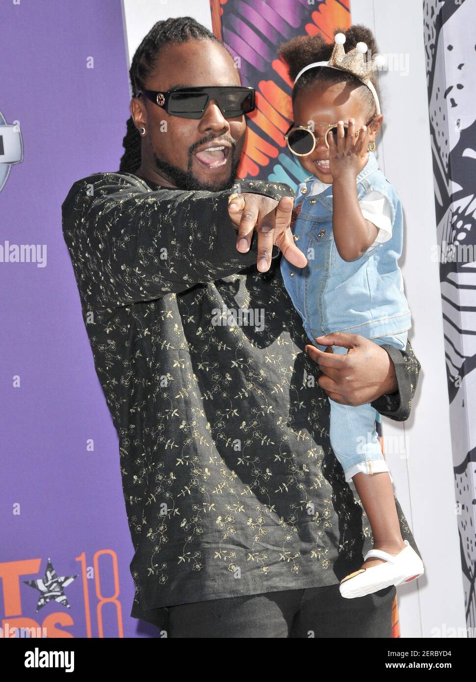 (L-R) Wale and Daughter Zyla Moon Oluwakemi at the 2018 BET Awards held ...