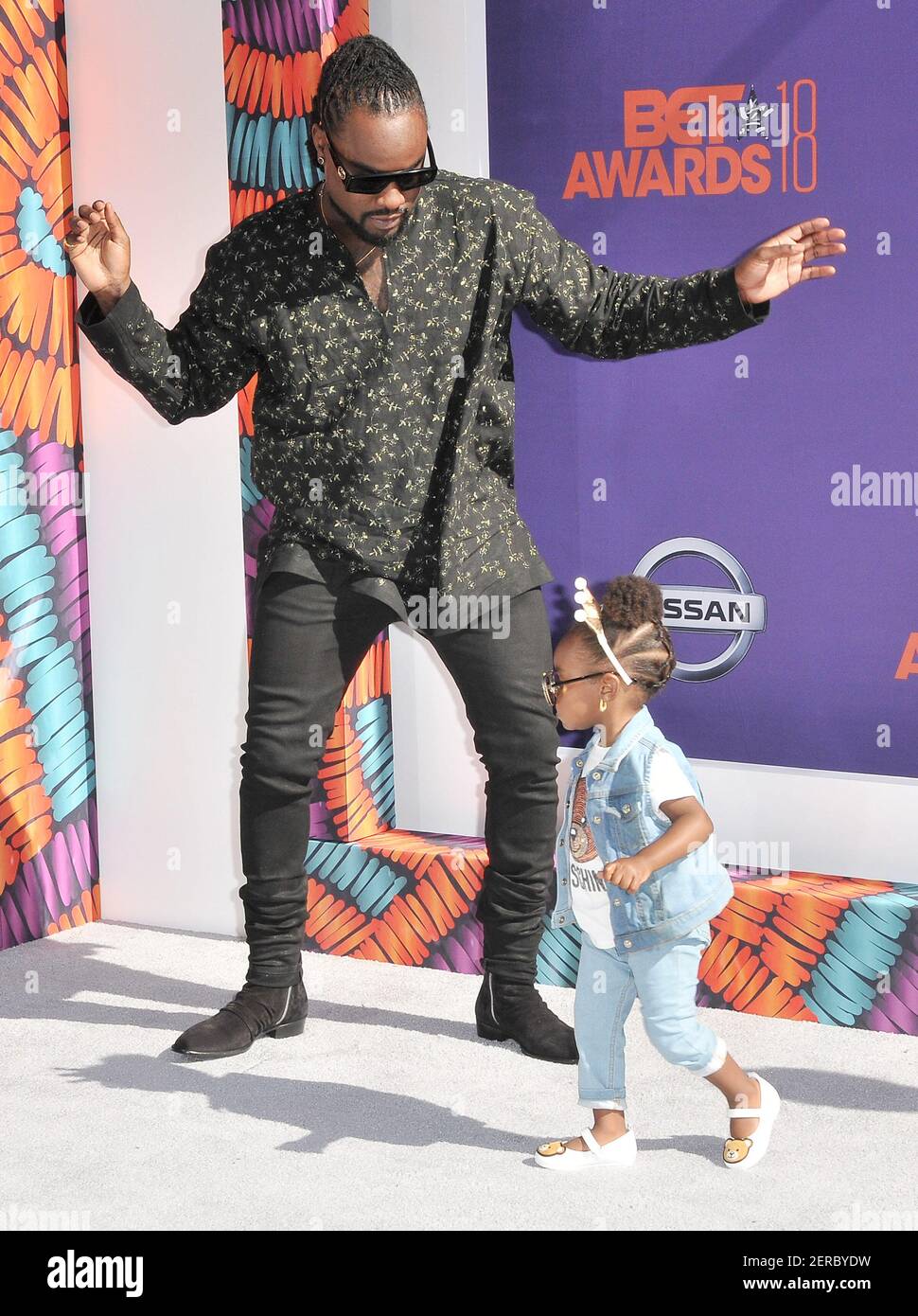 (L-R) Wale and Daughter Zyla Moon Oluwakemi at the 2018 BET Awards held ...