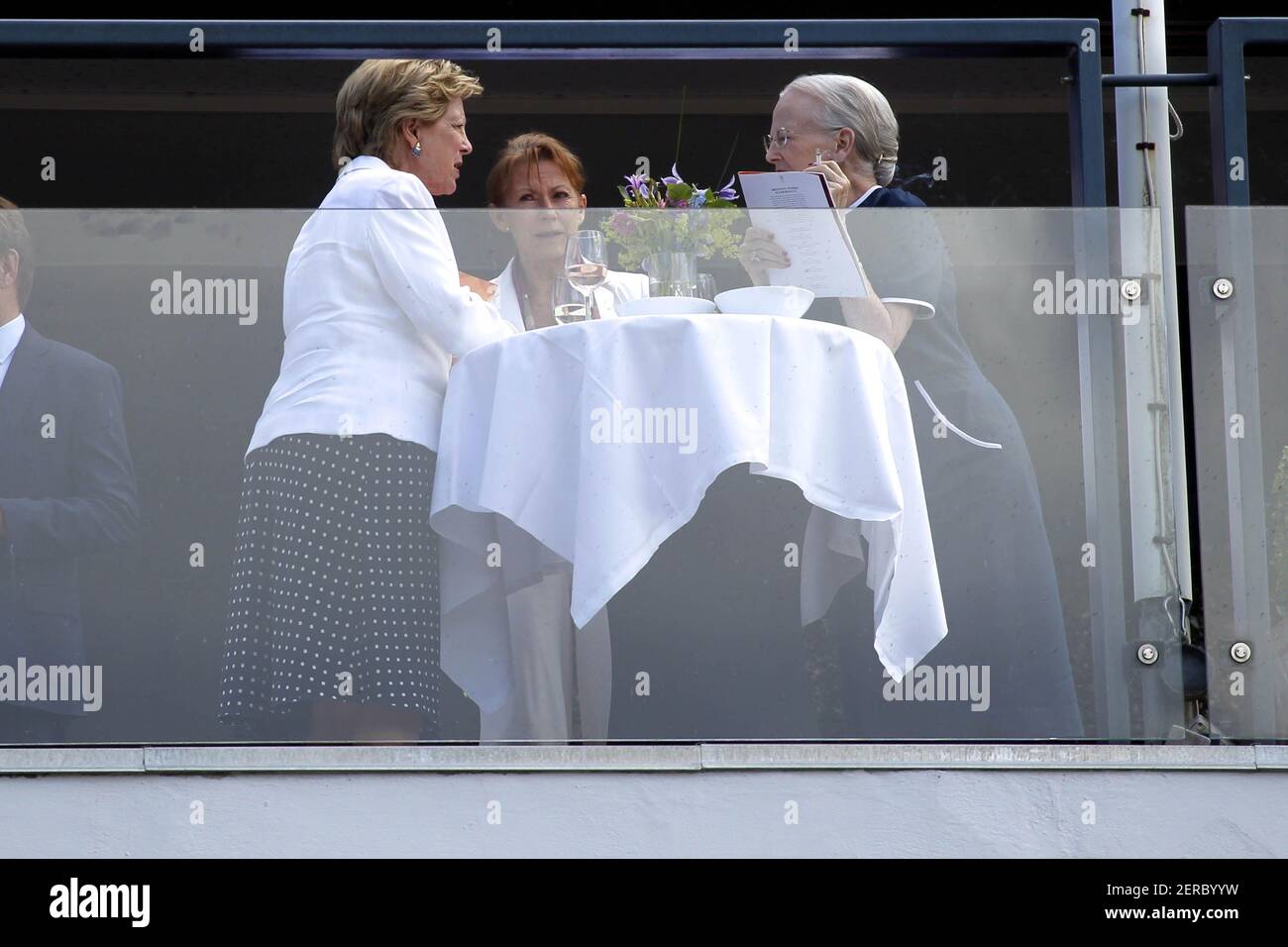Queen Margrethe, with and Queen Anne-Marie, smoking a cigarette on the ...