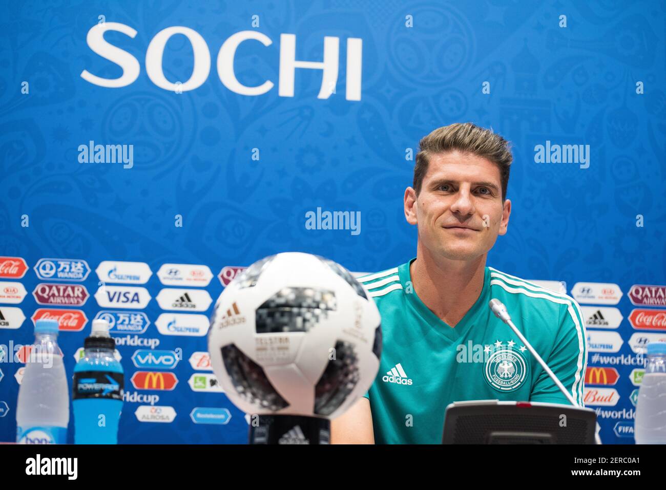 German football player Mario Gomez during press-conference. June 22 ...