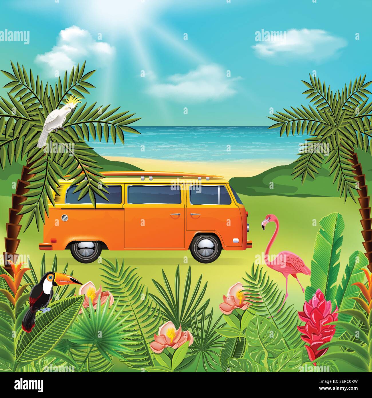 Tropical paradise composition with marine nature landscape and ...