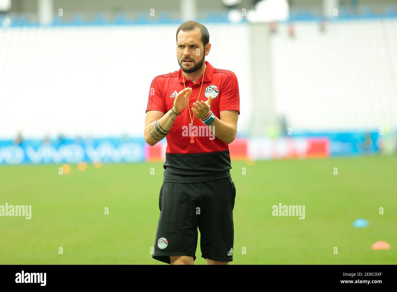 Training of Egyptian football team. June 24, 2018. Russia, Volgograd. Photo credit: Aleksandr ...