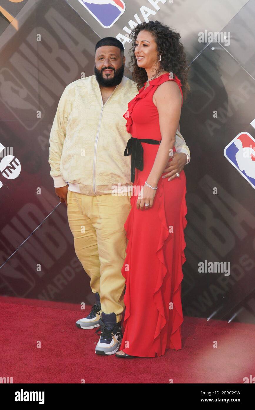 DJ Khalid and Nicole Tuc at the 2018 NBA Awards held at Barker Hangar ...