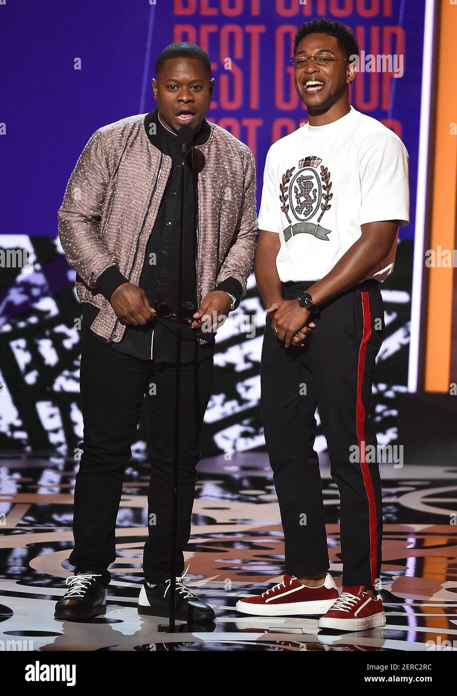 LOS ANGELES - JUNE 24: Jason Mitchell (L) and Jacob Latimore on the ...