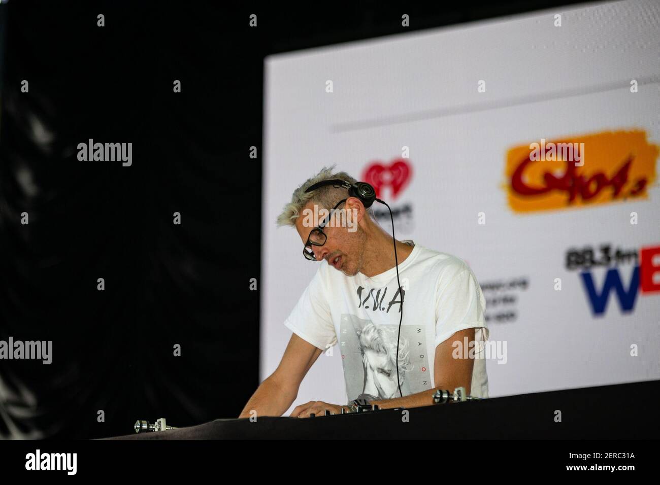 DJ Stretch Armstrong performs at the stage during "Rock Rubber 45s" NYC ...