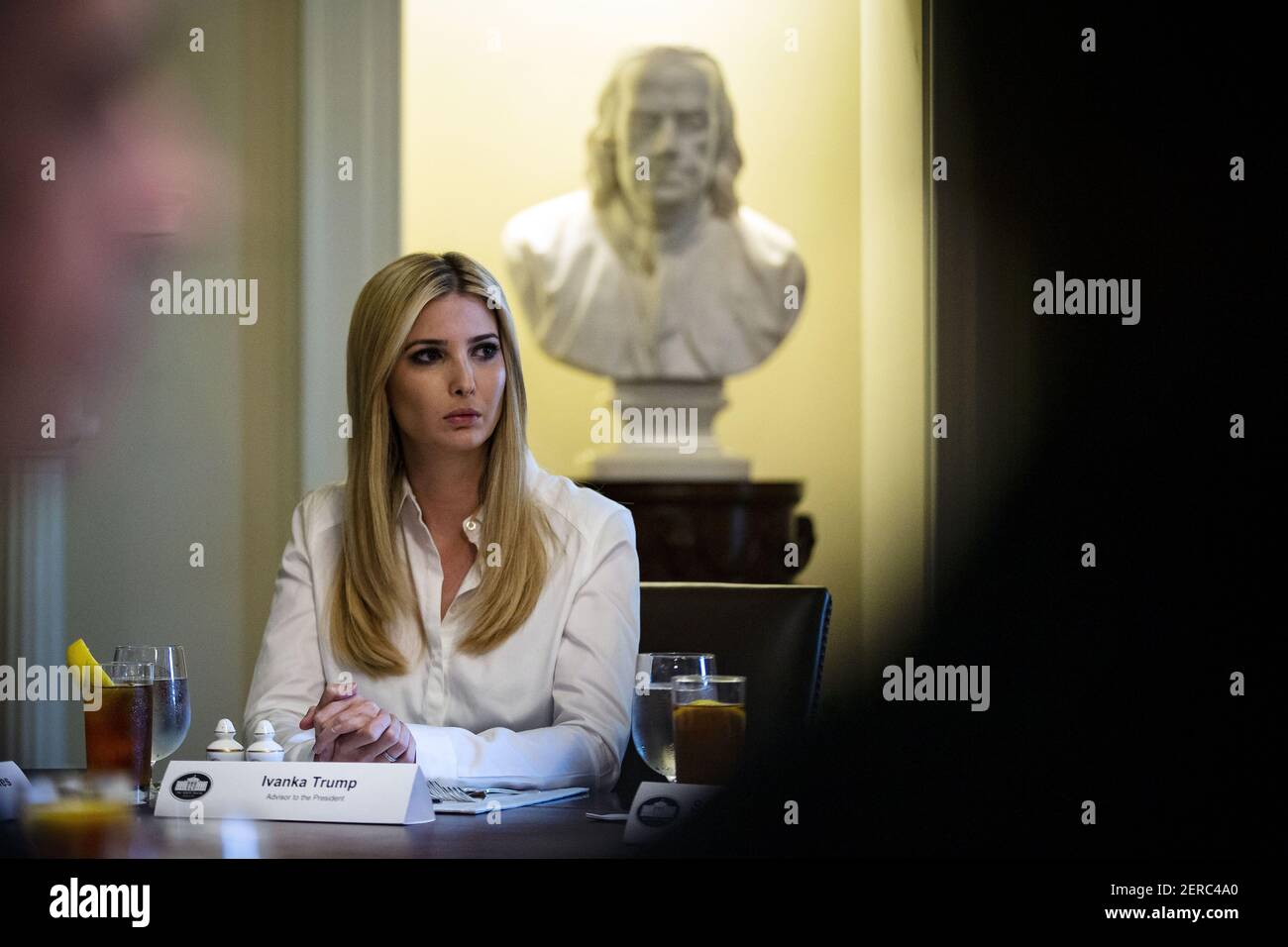 Ivanka Trump, assistant to U.S. President Donald Trump, listens during ...