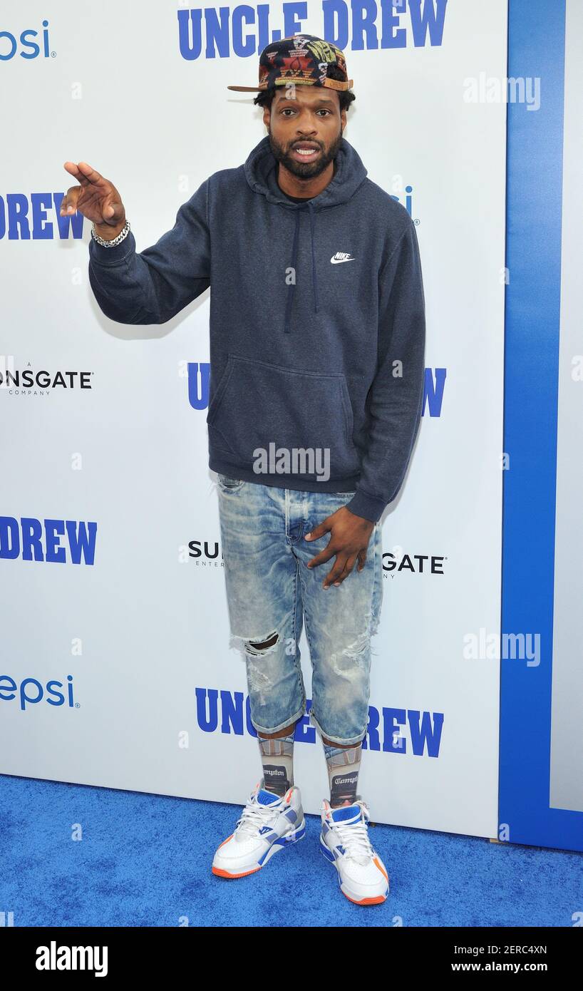 Comedian Derek Gaines attends the world premiere of Uncle Drew at Alice ...