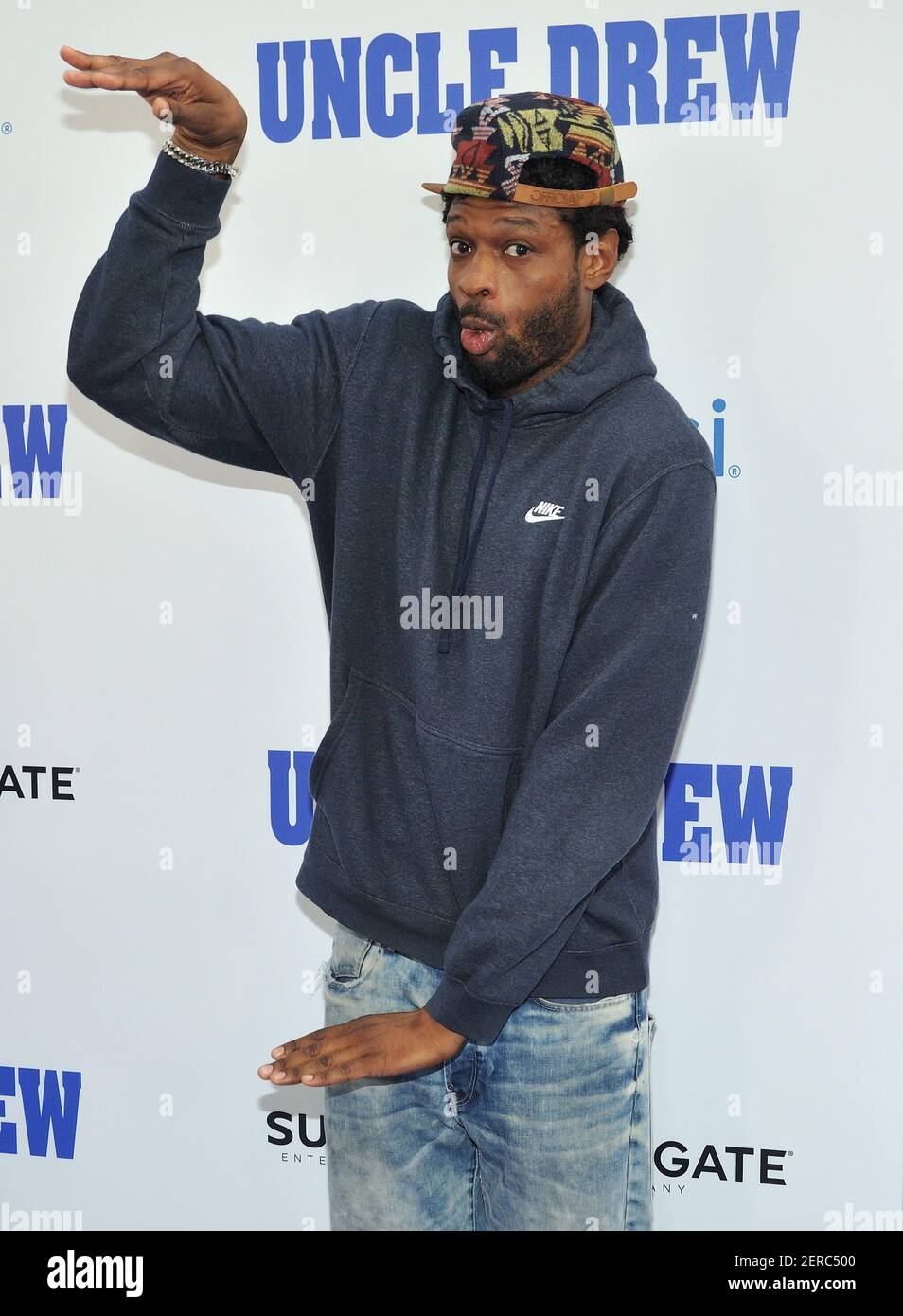 Comedian Derek Gaines attends the world premiere of Uncle Drew at Alice ...