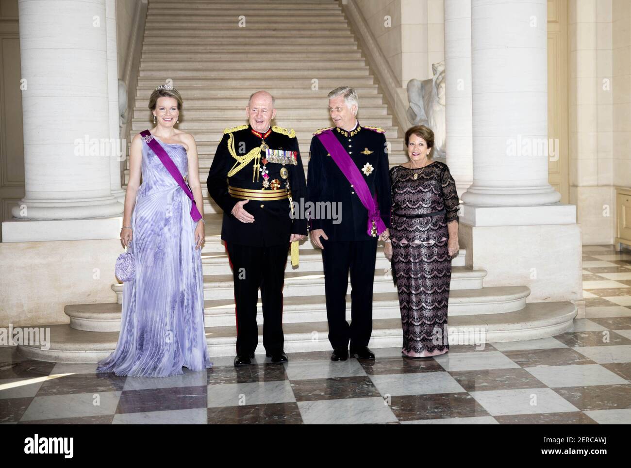 Queen Mathilde and King Filip with Sir Peter Cosgrove, Governor General ...