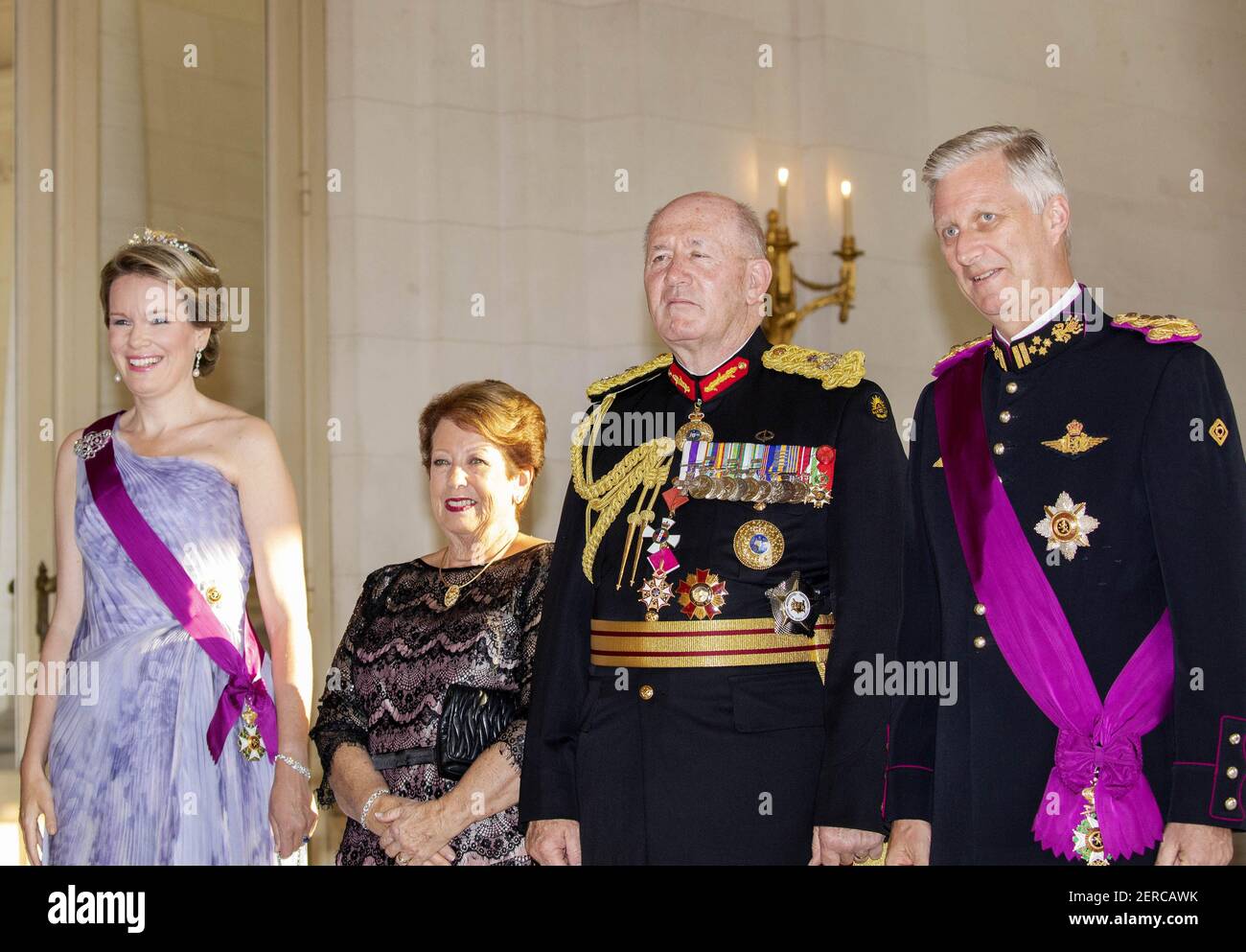 Queen Mathilde and King Filip with Sir Peter Cosgrove, Governor General ...
