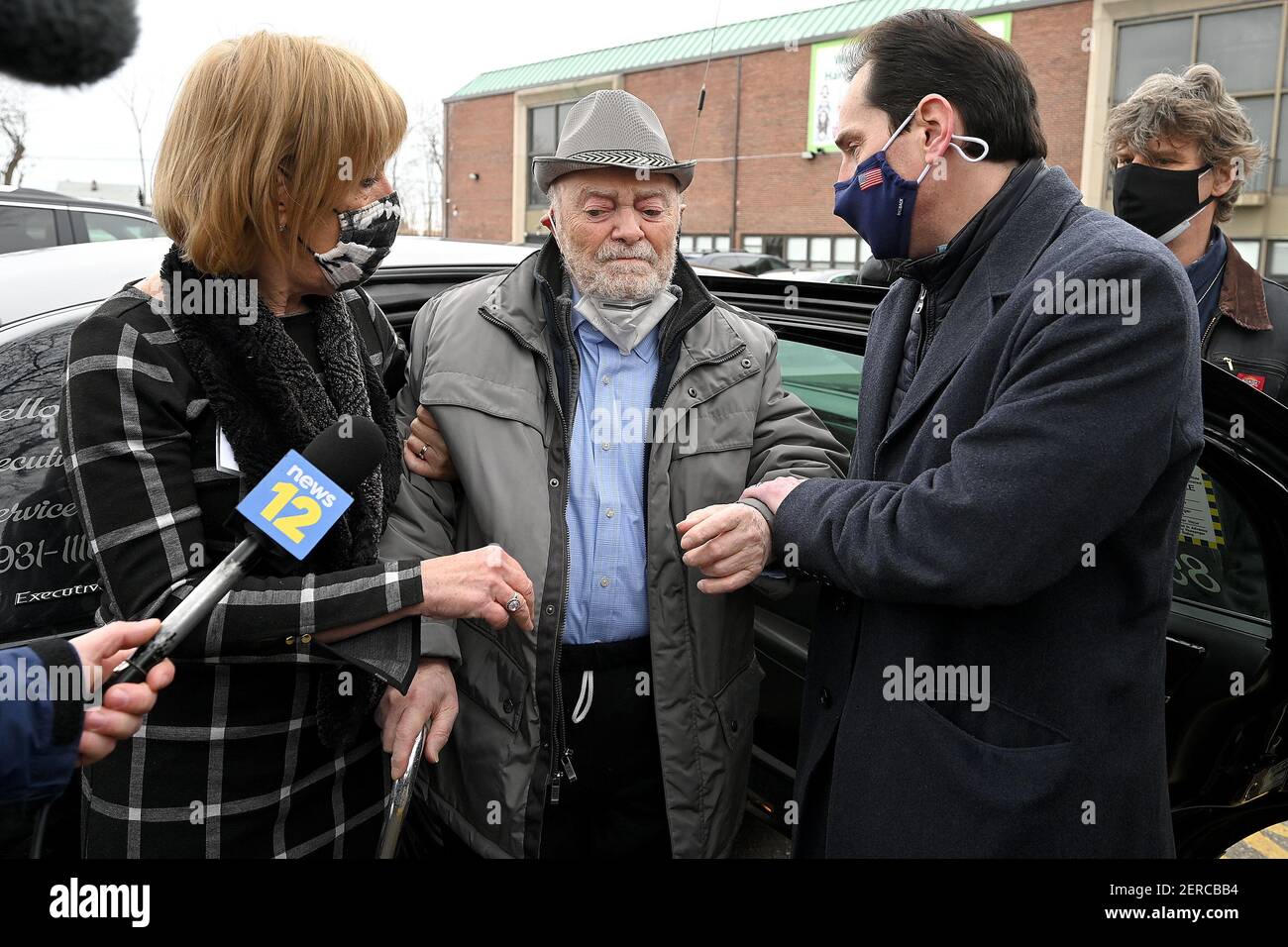 Holocaust survivor Jack (Jacob) Rybstein, 97, is helped out of his ...