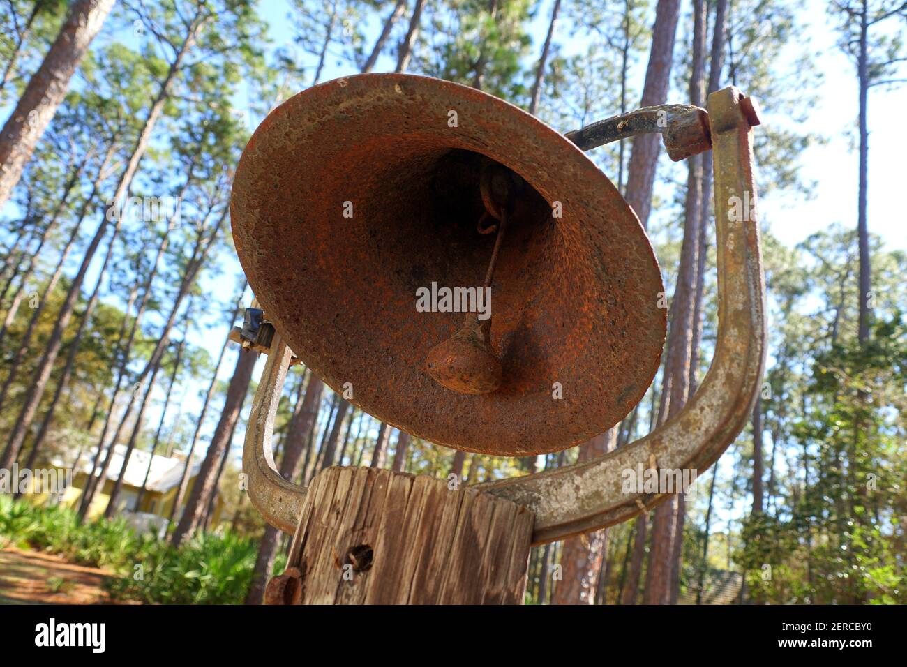 A rusty bell for the school near Heritage Village, Largo, Florida, U.S ...