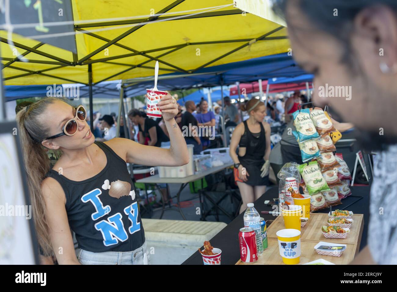 â€œRib in a Cupâ€ booth during the opening evening of the Bronx Night ...