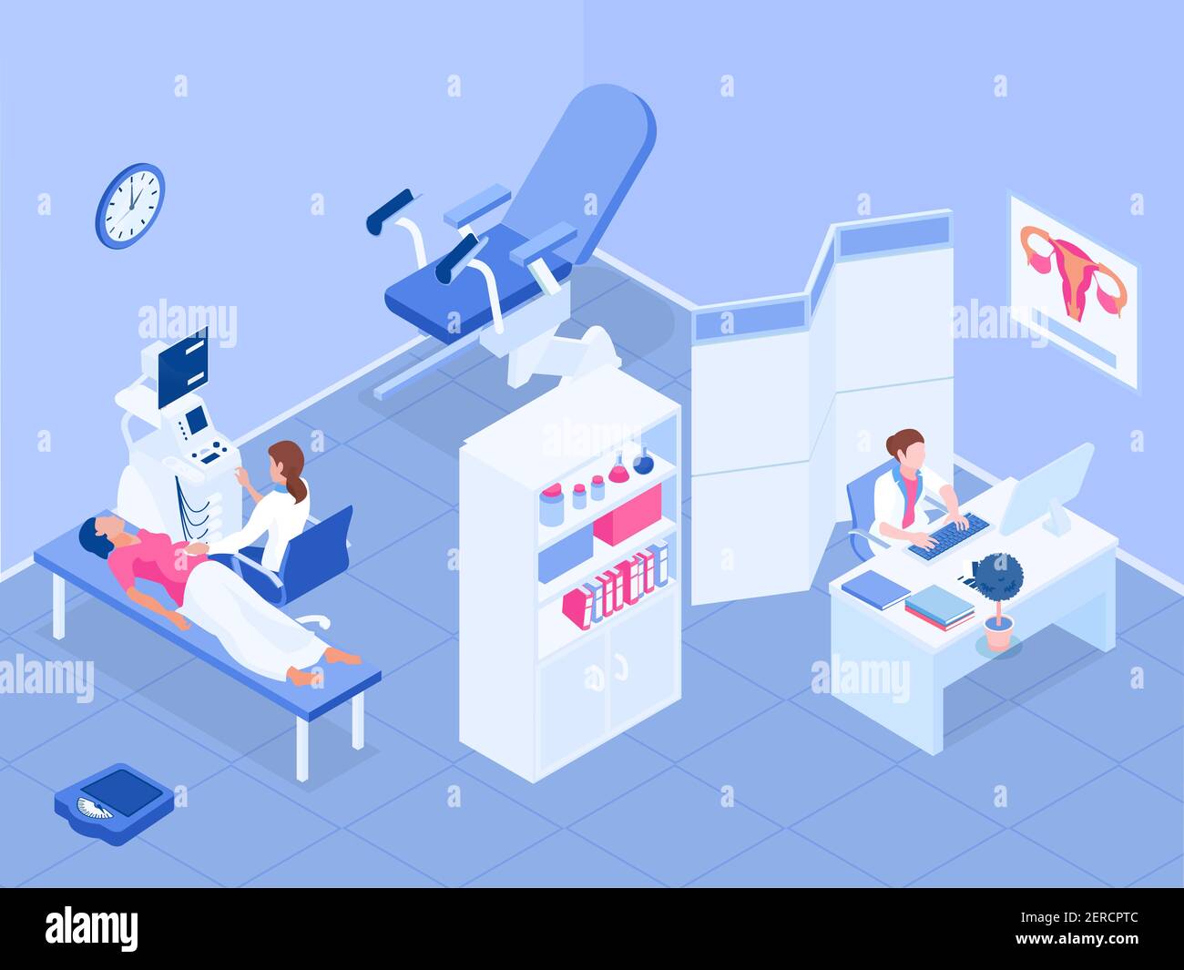 Gynecology and pregnancy background with women healthcare symbols ...