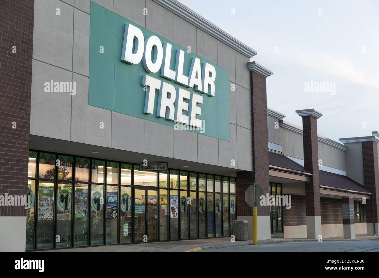 A logo sign outside of a Dollar Tree retail store in Sheboygan ...