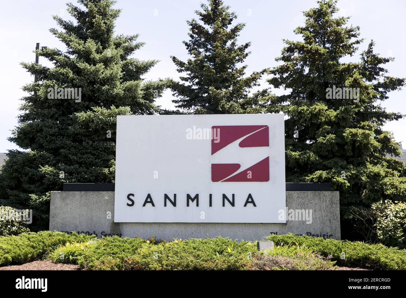 A logo sign outside of a facility occupied by the Sanmina Corporation ...