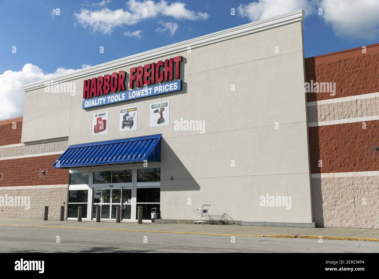 A logo sign outside of a Harbor Freight Tools retail store in Council ...