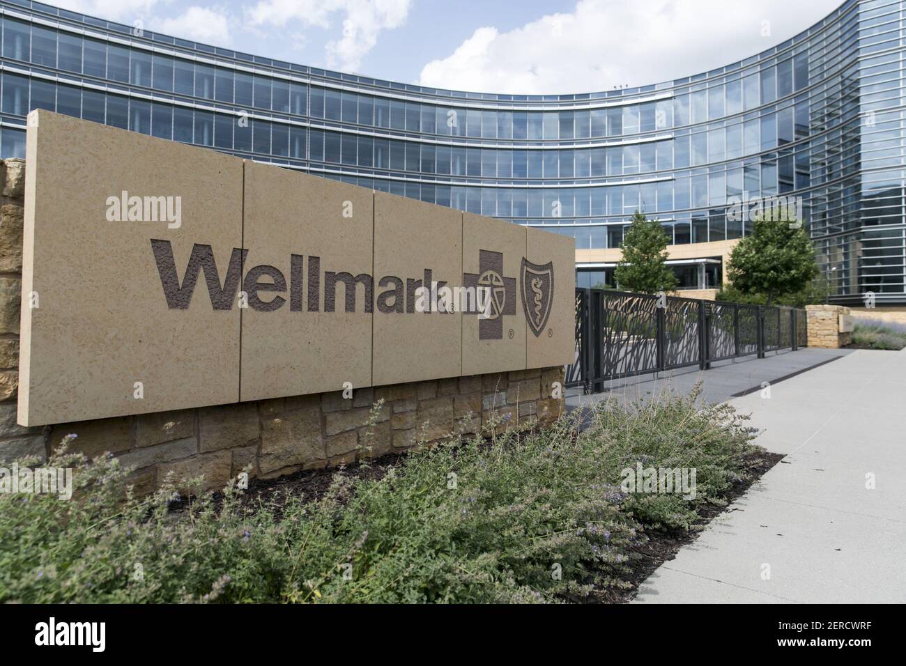 A logo sign outside of the headquarters of Wellmark Blue Cross and Blue ...