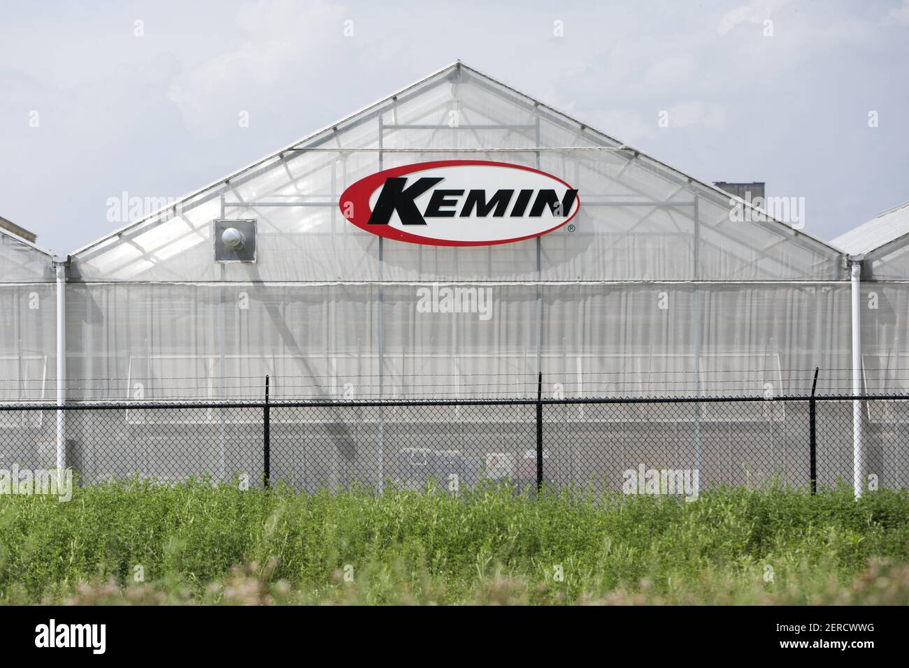 A logo sign outside of a facility occupied by Kemin Industries in Des ...