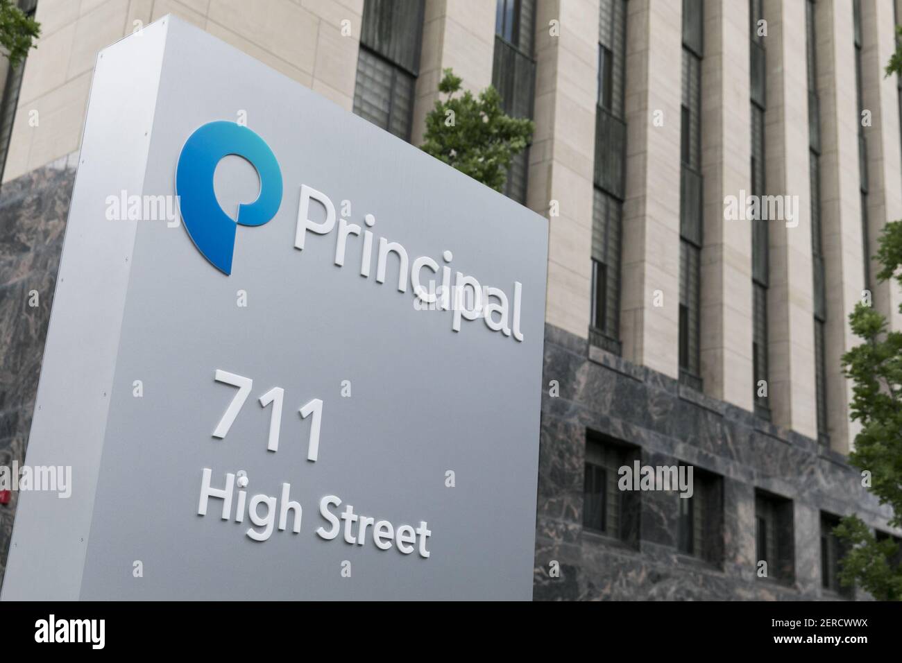 A logo sign outside of the headquarters of The Principal Financial ...