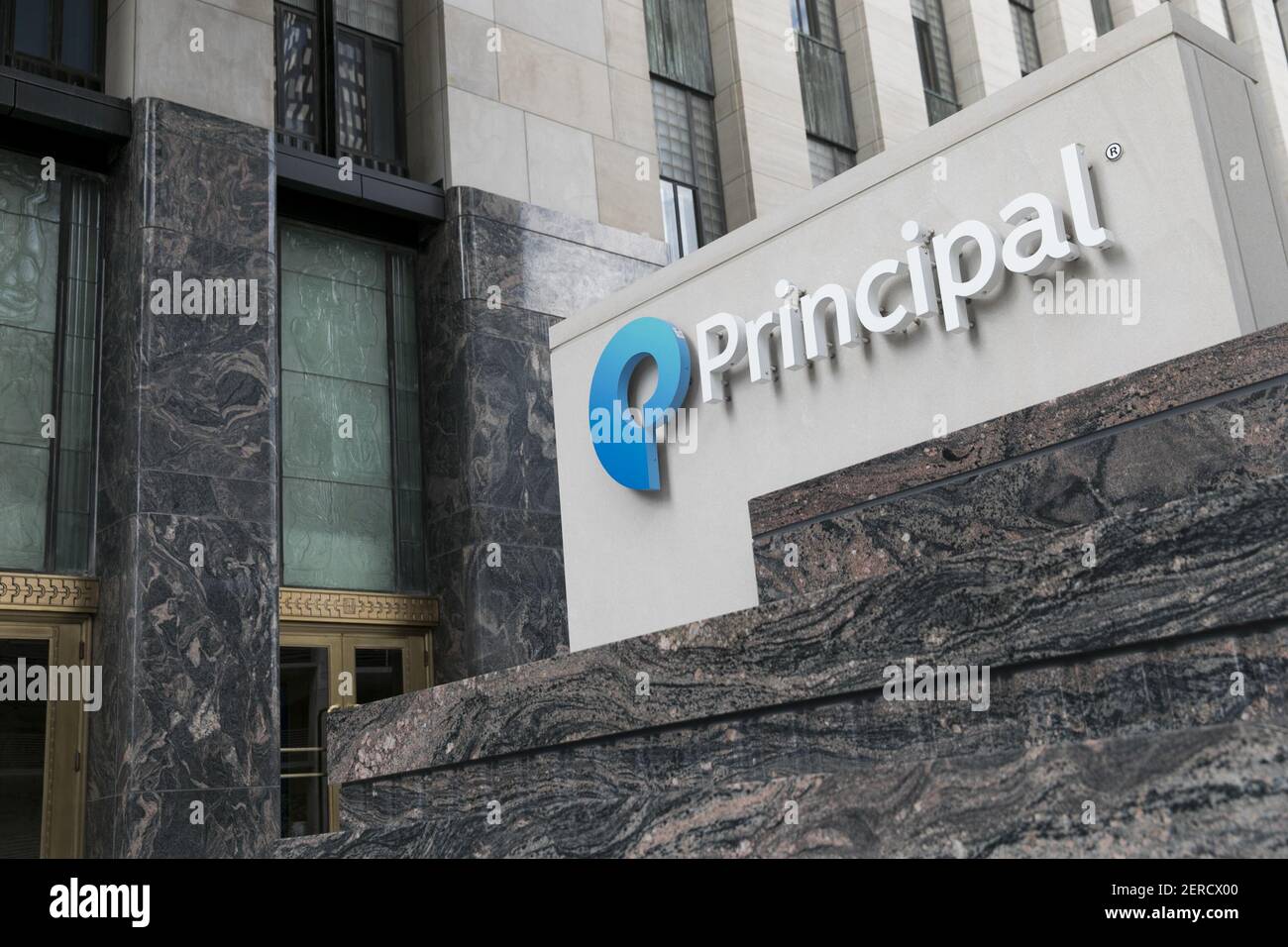 A logo sign outside of the headquarters of The Principal Financial ...