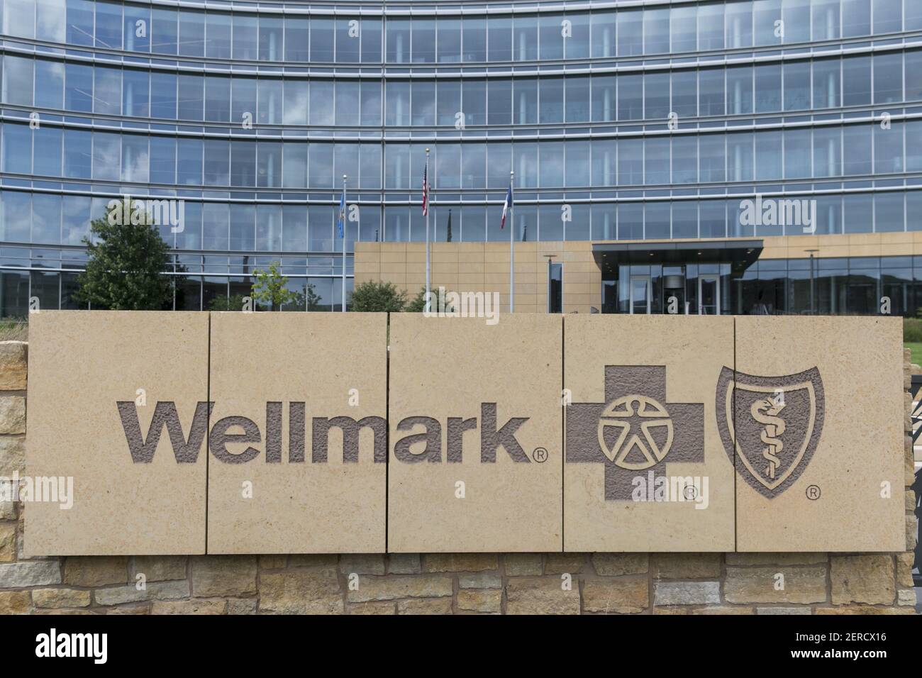 A logo sign outside of the headquarters of Wellmark Blue Cross and Blue ...