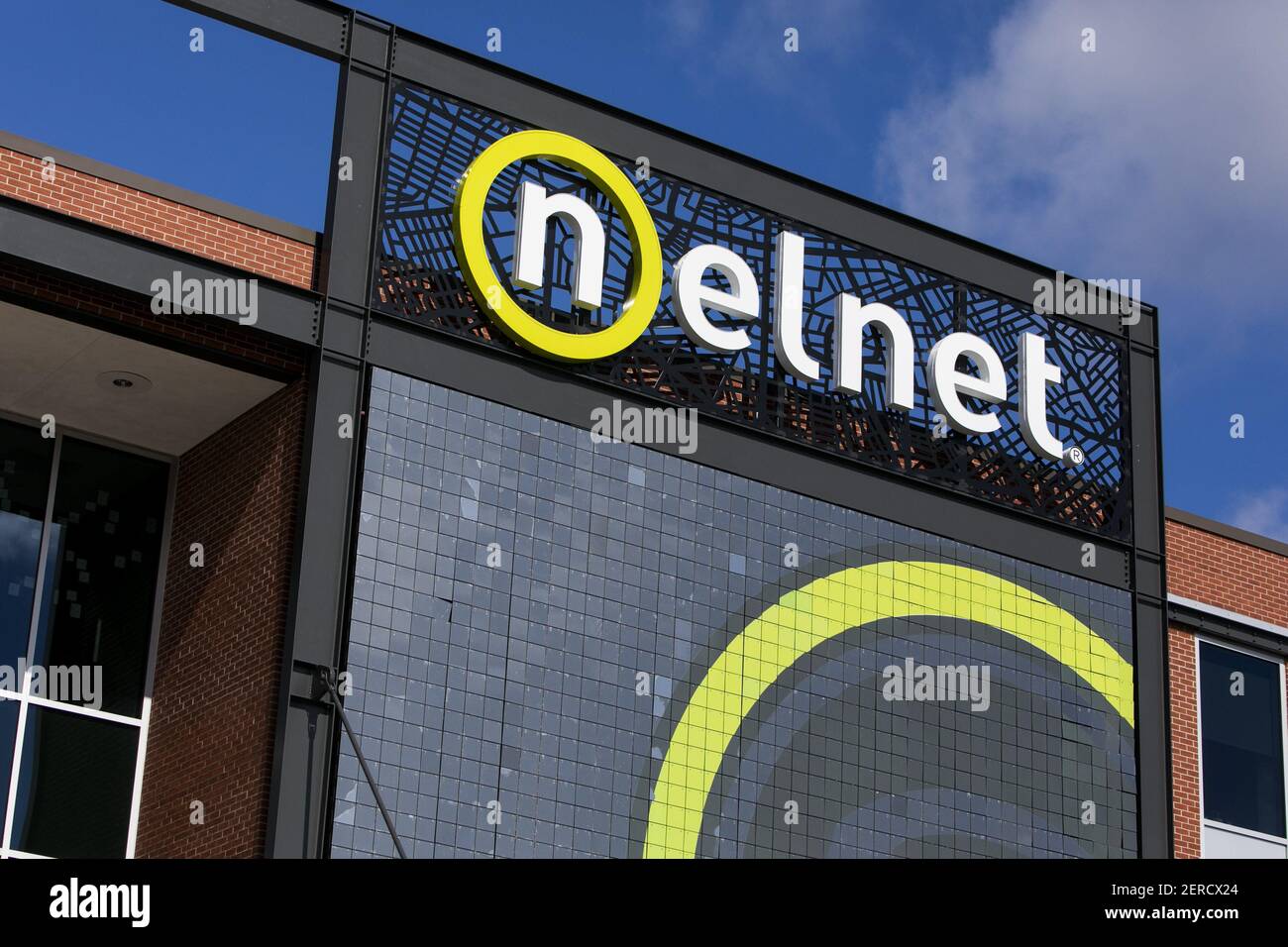 A logo sign outside of a facility occupied by Nelnet in Lincoln ...
