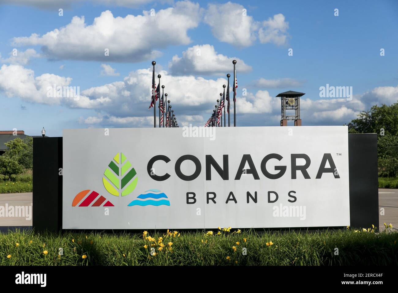 A logo sign outside of a facility occupied by Conagra Brands, Inc., in ...