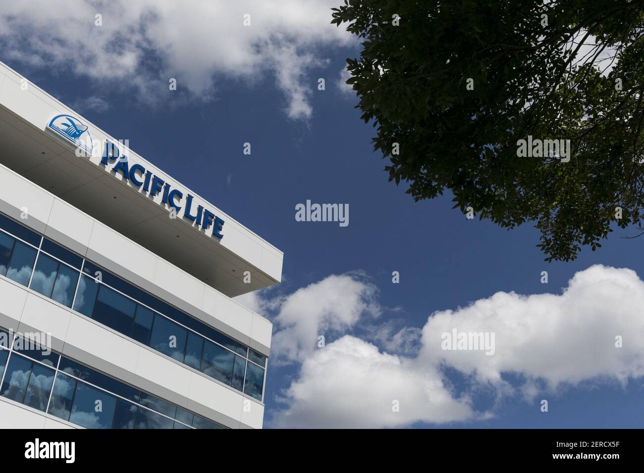 A logo sign outside of a facility occupied by the Pacific Life ...