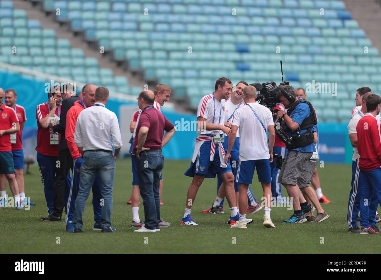 Russian football players during the training. June 5, 2018. Russia ...