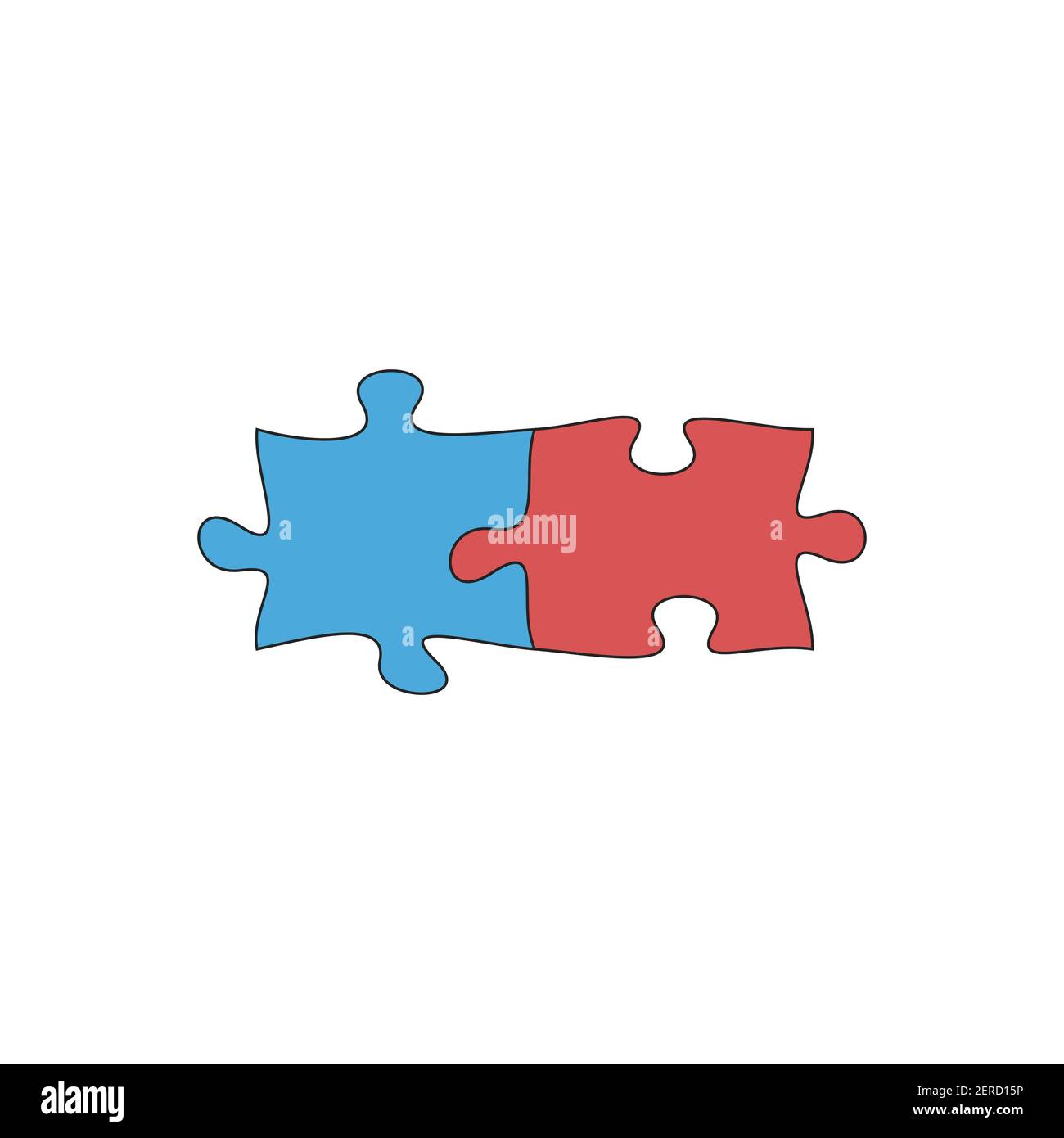 Two puzzle pieces vector isolated colored logo, puzzle chain. Stock ...