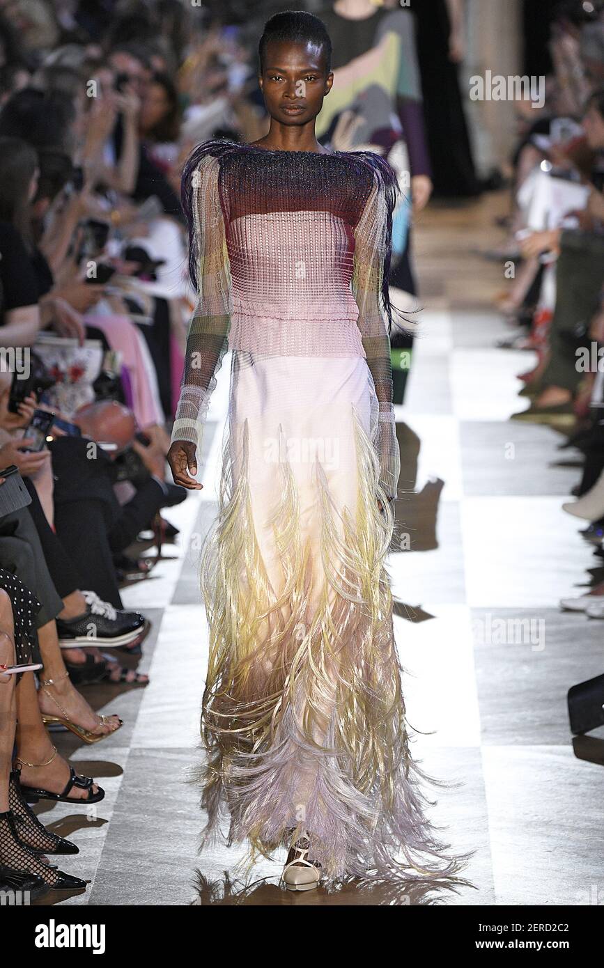 Debra Shaw walks on the runway during the Schiaparelli Haute Couture ...