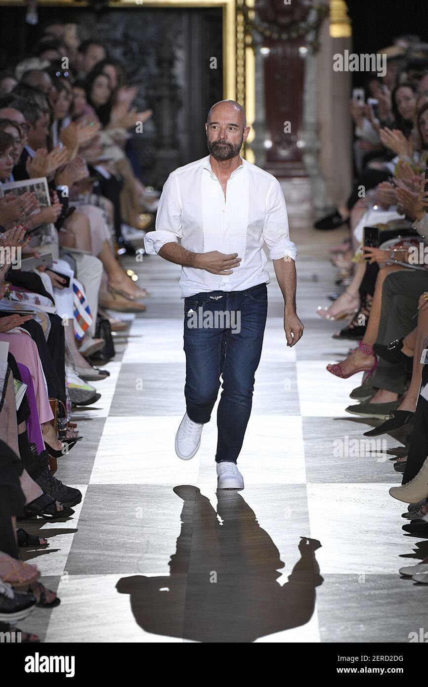 Designer Bertrand Guyon walks on the runway during the Schiaparelli ...