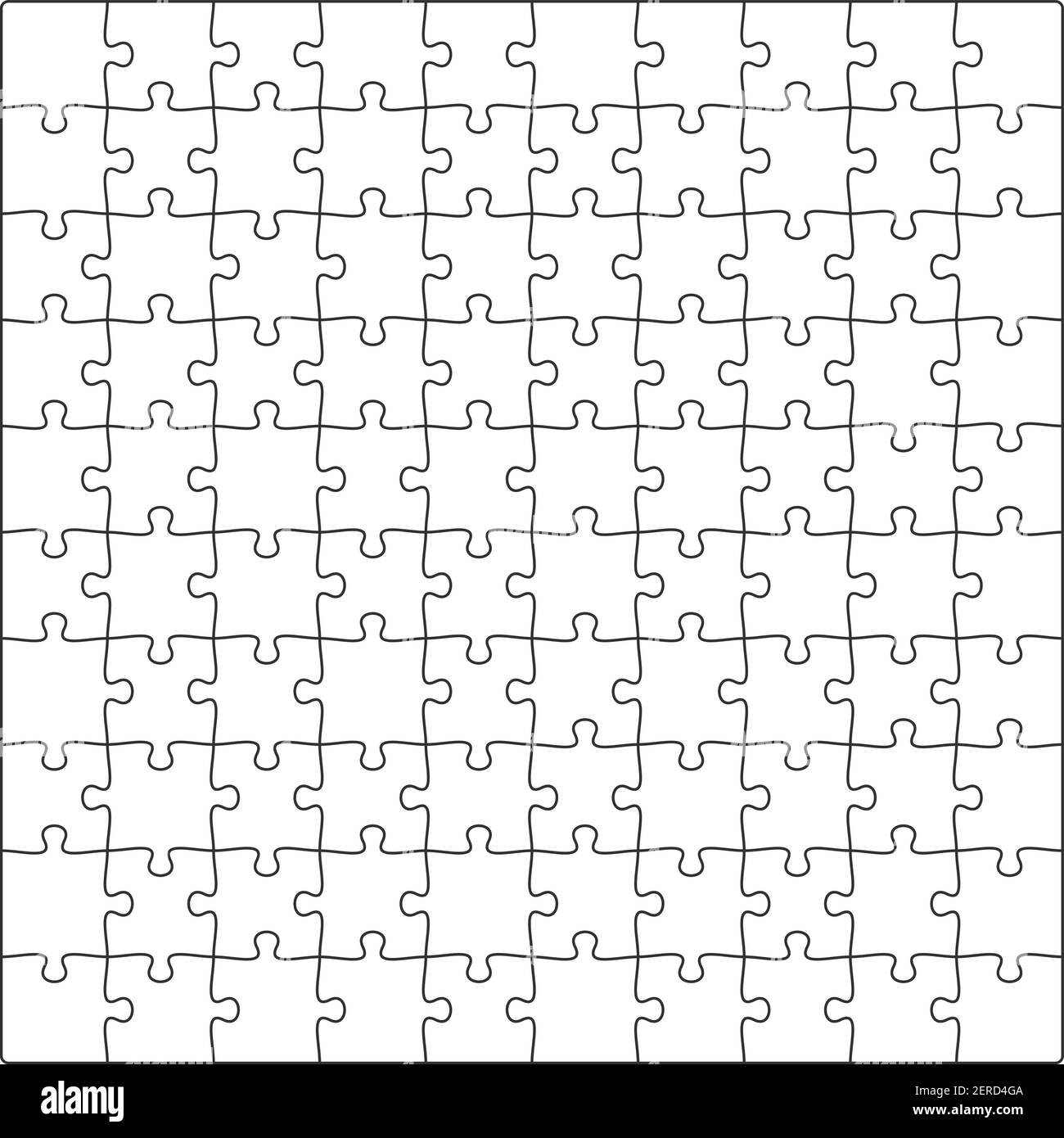 10x10 Jigsaw puzzle blank template background light lines. every piece ...
