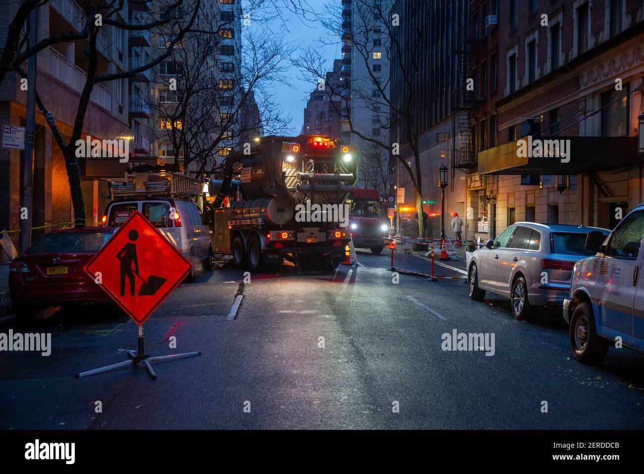 New York City, USA. 28 Feb. 2021 - The scene of a manhole explosion ...