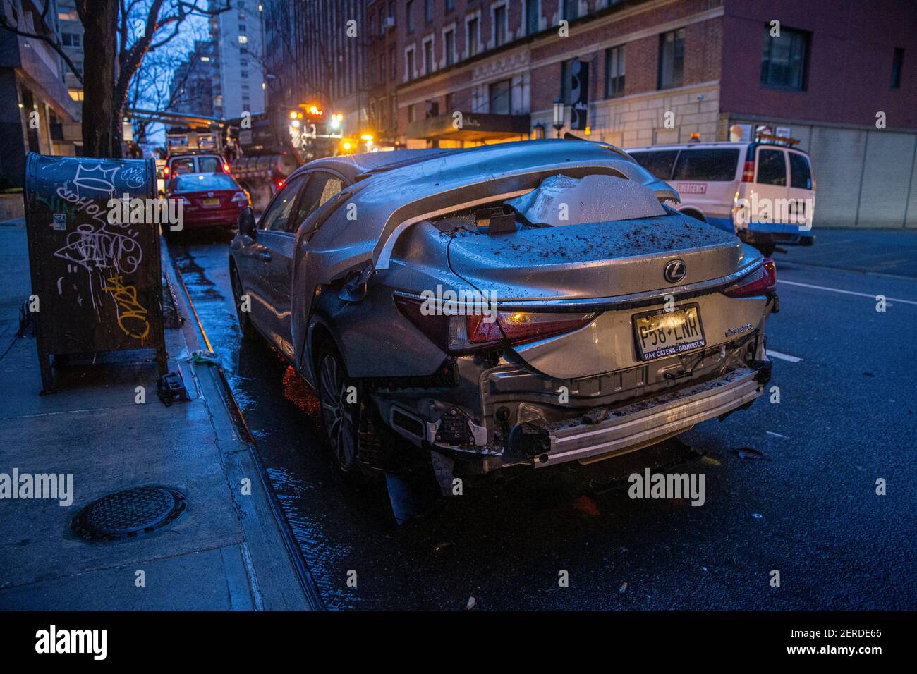 New York City, USA. 28 Feb. 2021 - The scene of a manhole explosion ...