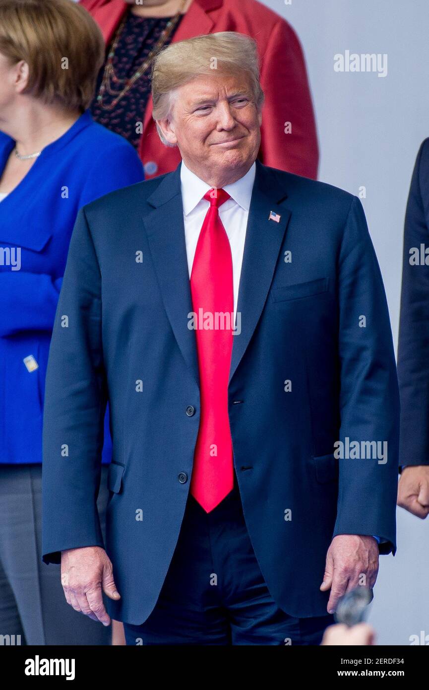 US President Donald Trump during NATO Summit 2018 in Brussels, Belgium ...