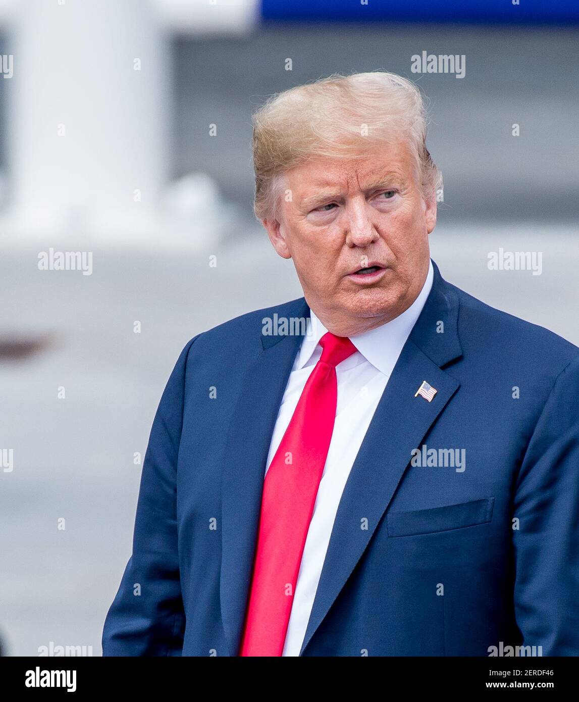US President Donald Trump during NATO Summit 2018 in Brussels, Belgium ...
