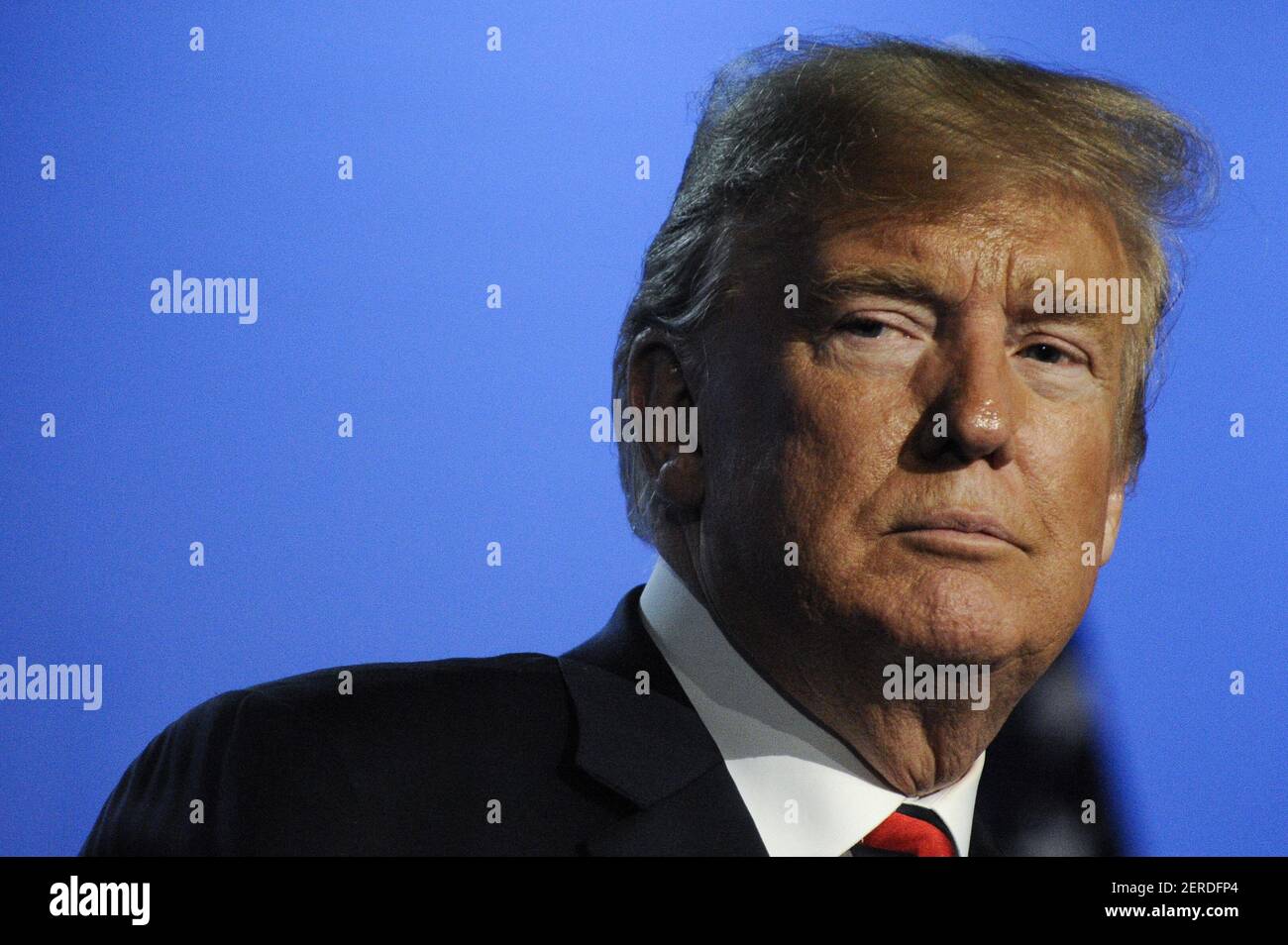 US president Donald Trump is seen during his press conference at the ...