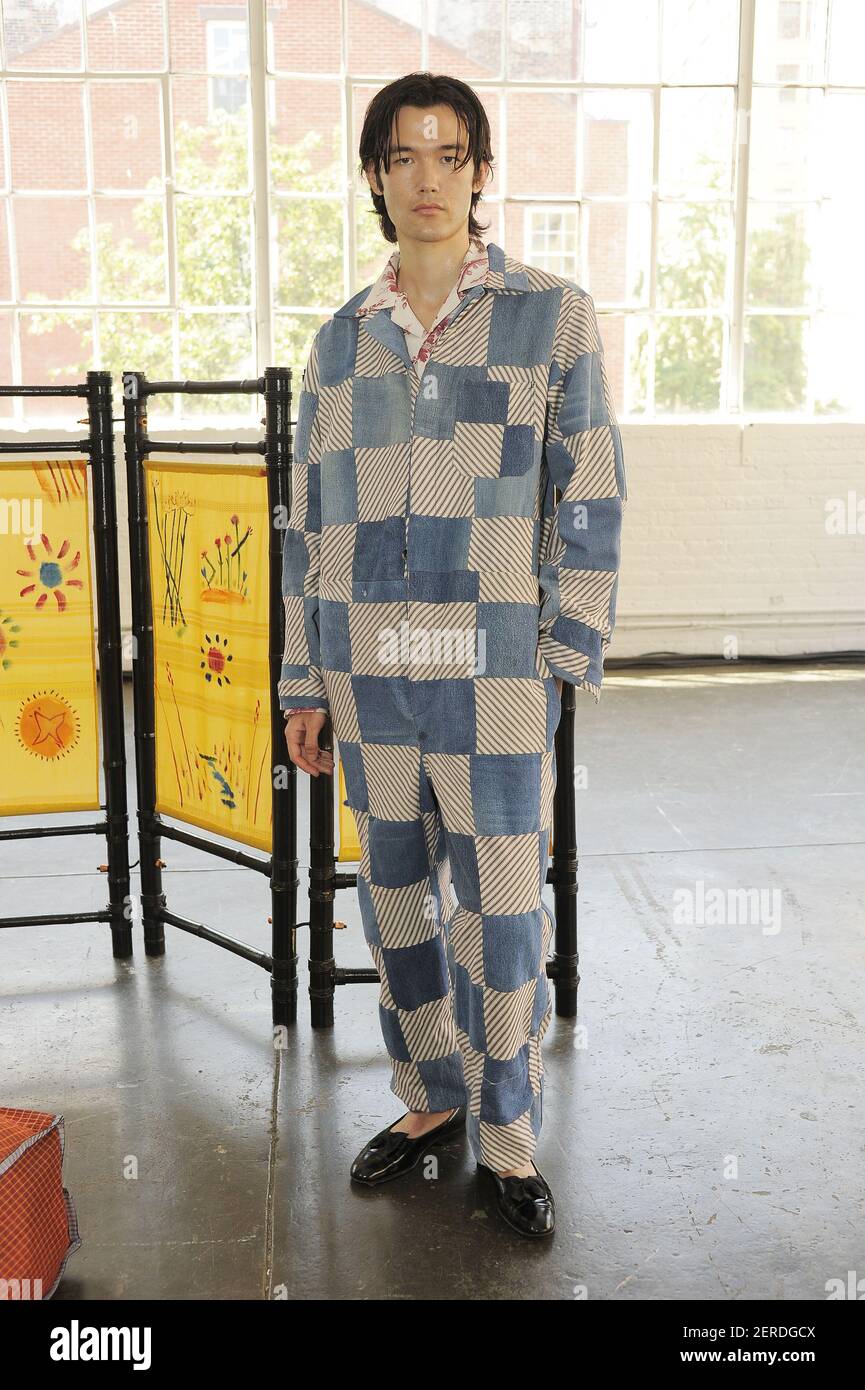 Model at the presentation for Bode Fashion Show during New York ...