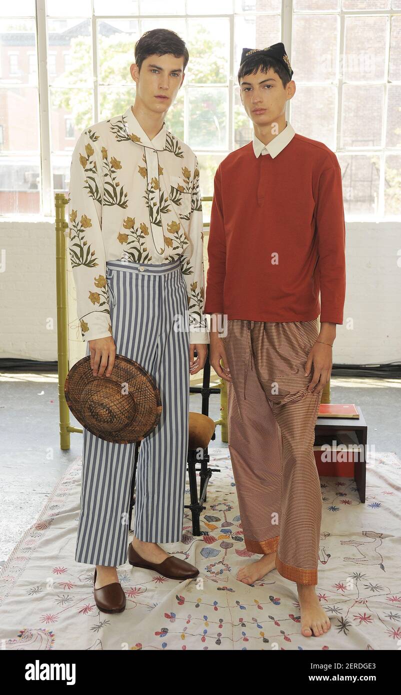 Model at the presentation for Bode Fashion Show during New York ...